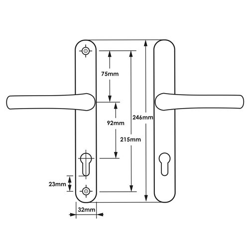 Matrix Lever Lever 92mm PZ Handle 215mm Screw Centres