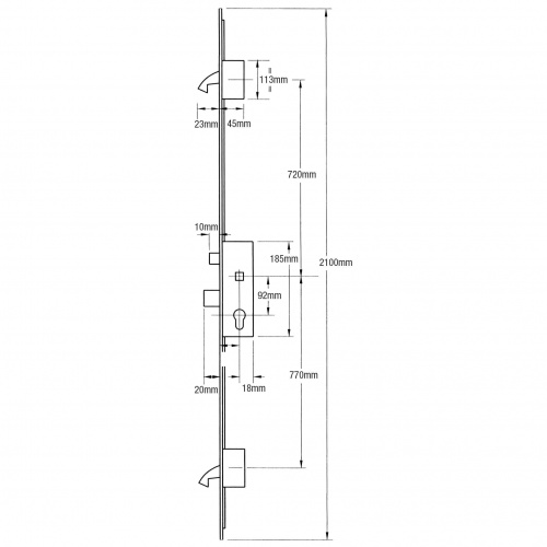 AV2, 2 hooks | Multipoint Door Lock | Winkhaus | Matrix Hardware