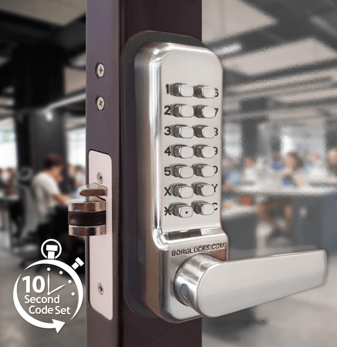 BL2402 ECP - 28mm ali latch, free turning lever handle keypad, inside ...