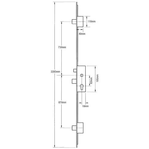GU Europa, 3 deadbolts (Option 2 Locking)