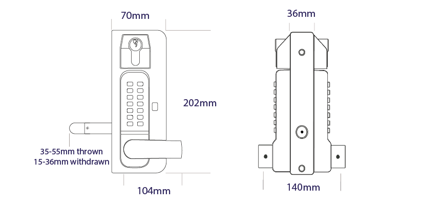 BL3435 KO ECP - Metal gate lock with back to back free turning lever ...