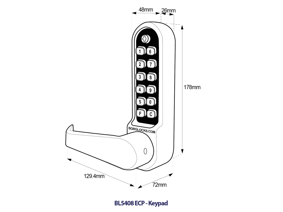 BL5408 ECP - Medium/heavy duty, flat bar handle keypad with fittings to ...