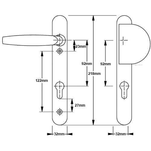 Tokyo Lever Pad 92 mm PZ | Multipoint Door | Hoppe | Matrix Hardware